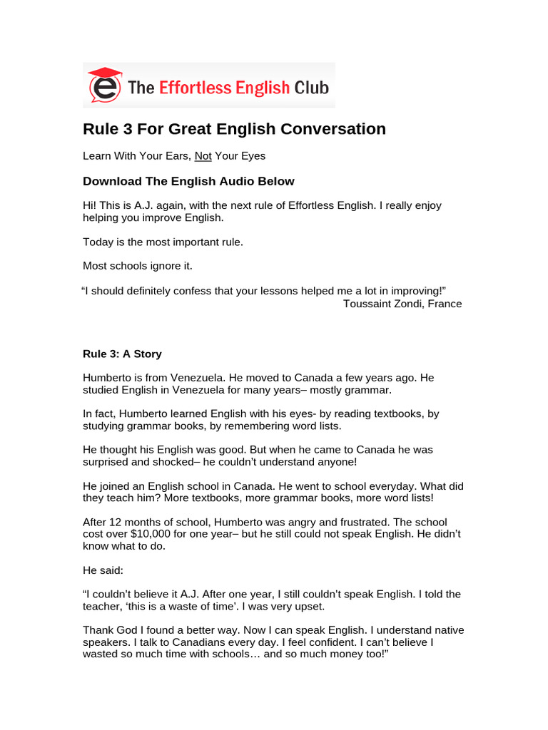 Rule 3 For Great English Conversation | PDF | English Language