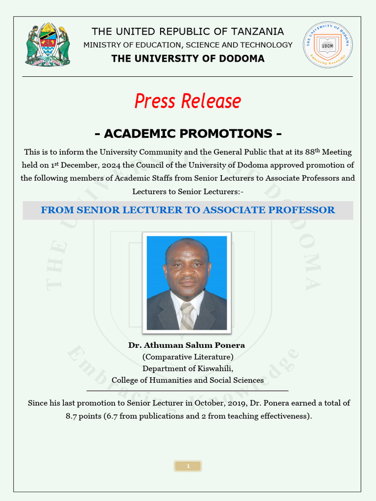 Academic Promotion 1 | PDF | Lecturer | Science