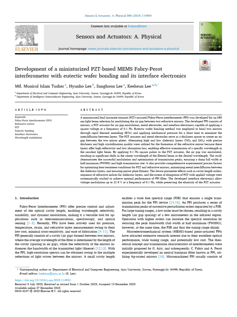 PZT TRONG GIÁO THOA | PDF | Mirror | Optical Filter