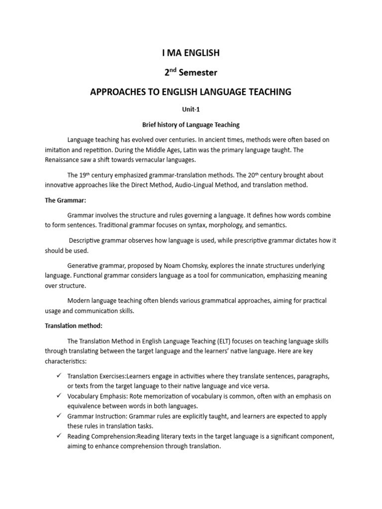 Approaches To English Language Teaching | PDF | Language Education | Learning