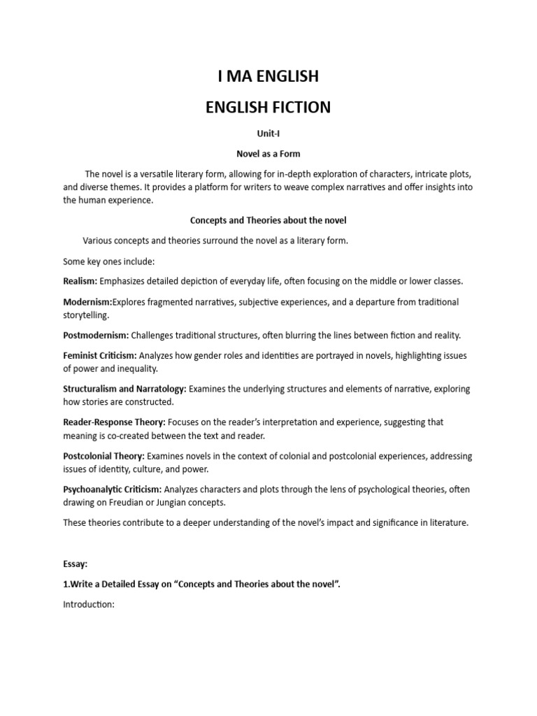 I MA ENGLISH FICTION | PDF | The Pilgrim's Progress | Narration
