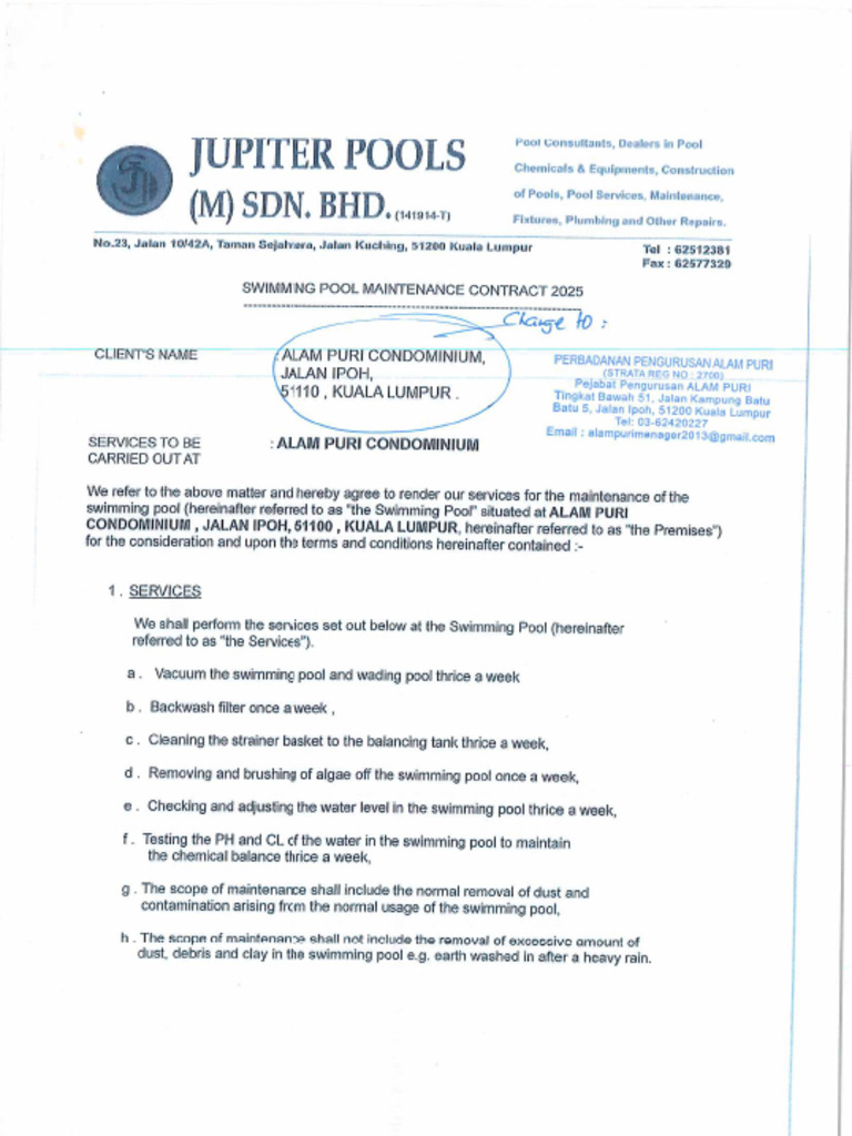Jupiter Pools Agreement - Need Amendment | PDF