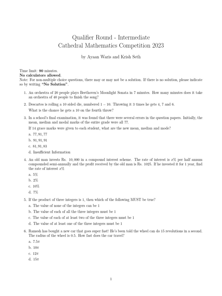 CMC 2023 Intermediate Qualifier | PDF | Numbers | Mathematical Notation