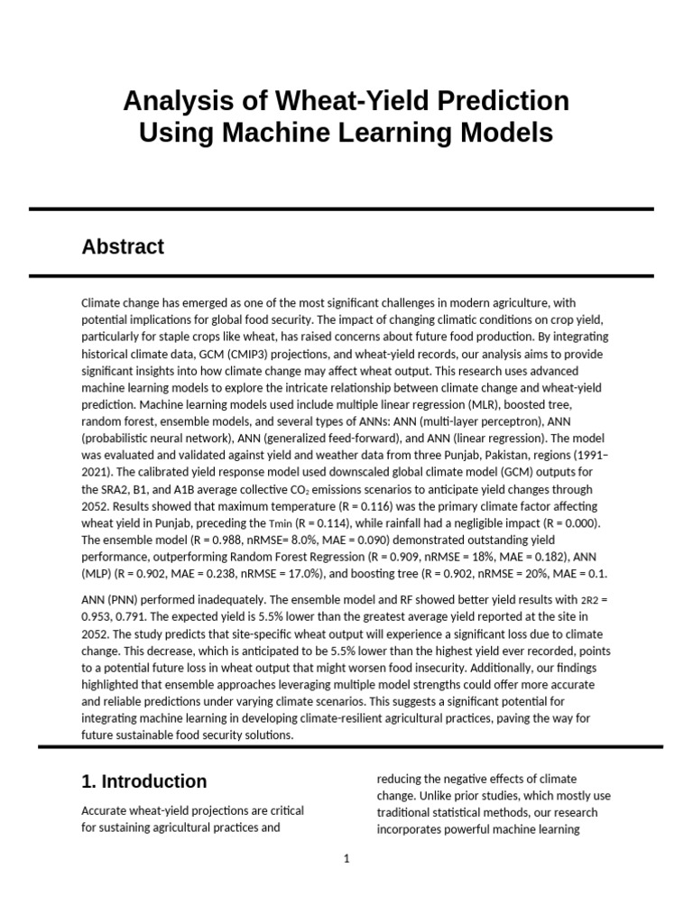 Analysis of Wheat | PDF | Machine Learning | General Circulation Model