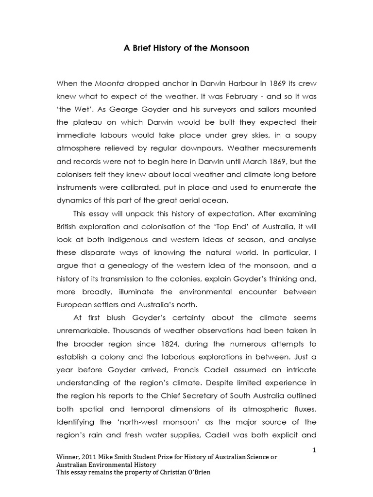 A Brief History of The Monsoon | PDF | Science | Monsoon