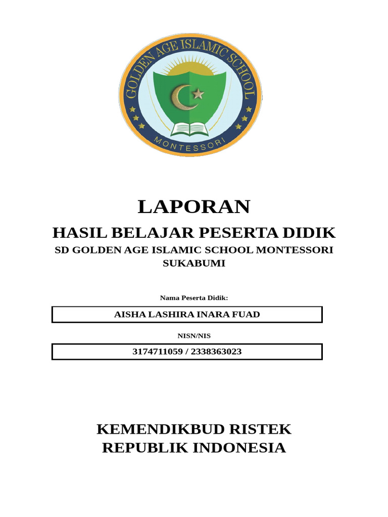 Sampul Rapot Dinas Pendidikan Gais 2024 - 2025 | PDF