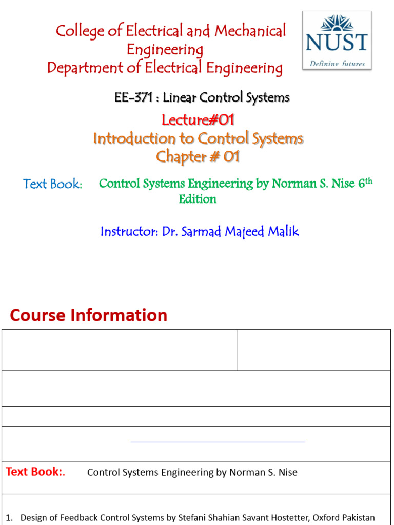 Lecture 01+02 Introduction | PDF | Feedback | Control Theory