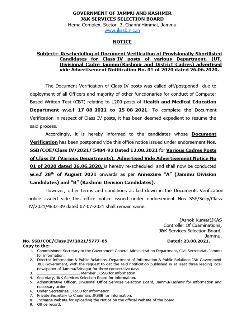 Rescheduling of DVC Class IV | PDF | Standardized Tests | Tests