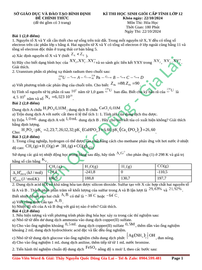 2024-2025 HSG 12 Bình Định - File đề | PDF