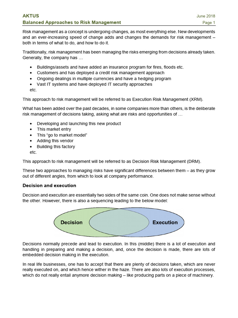 Balanced Approaches To Risk Management | PDF | Risk | Risk Management