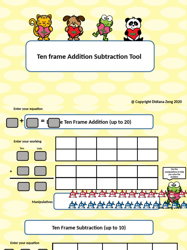 Tenframe Addition and Subtraction | PDF