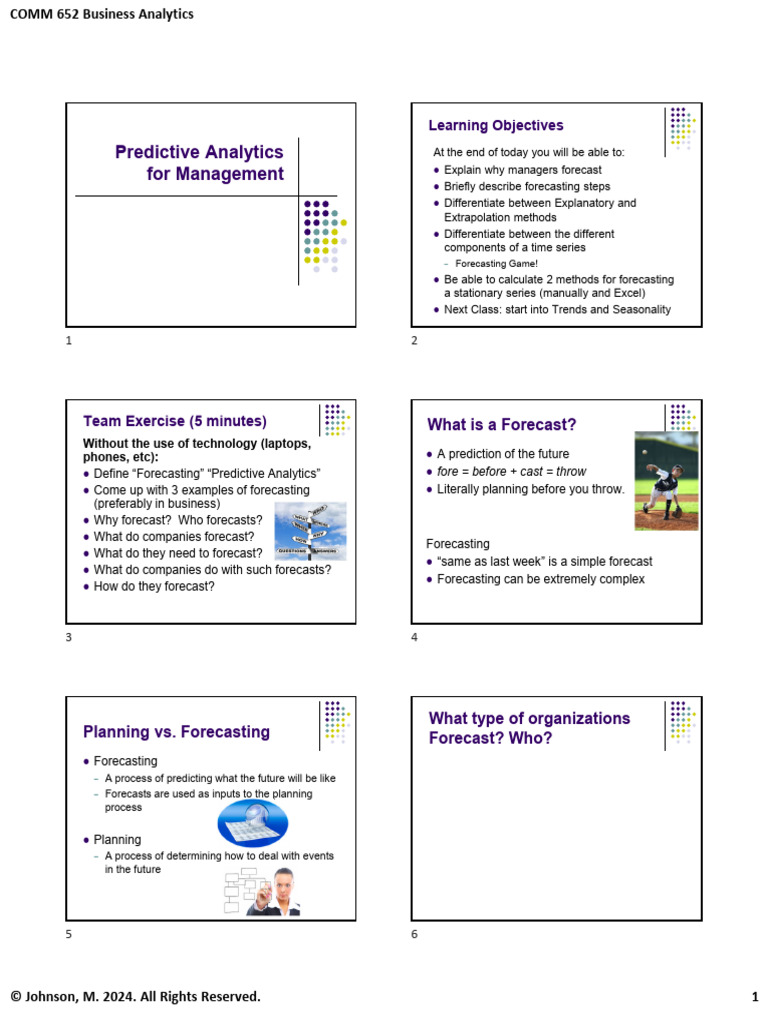 Forecasting Slide For Business Analytics | PDF | Forecasting | Time Series