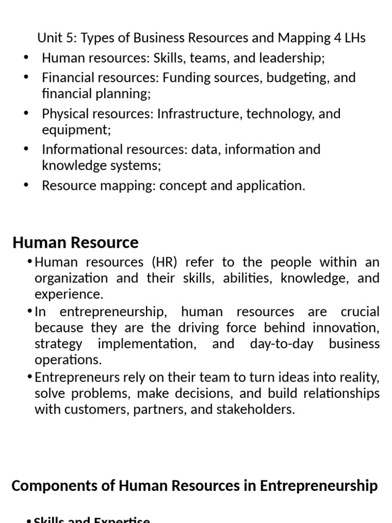 Types of Business Resources Explained | PDF | Entrepreneurship ...