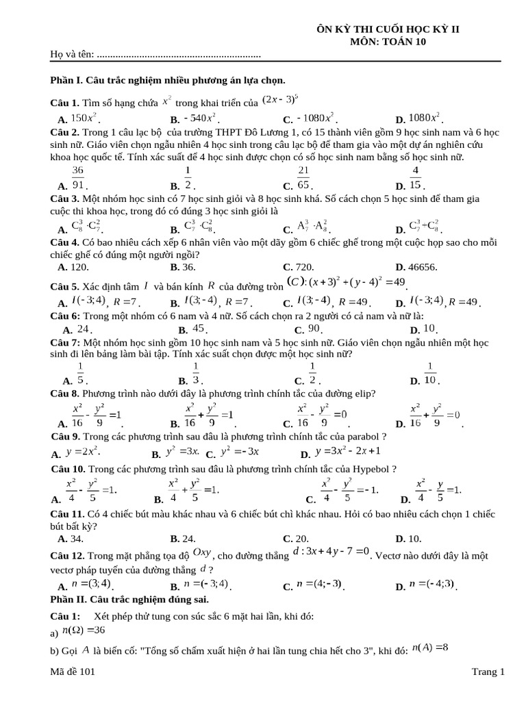 đề 8 10D1 | PDF