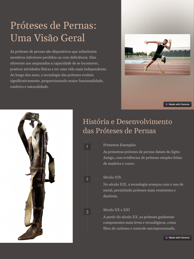 Próteses de Pernas: Uma Visão Geral | PDF | Prótese | Acessibilidade