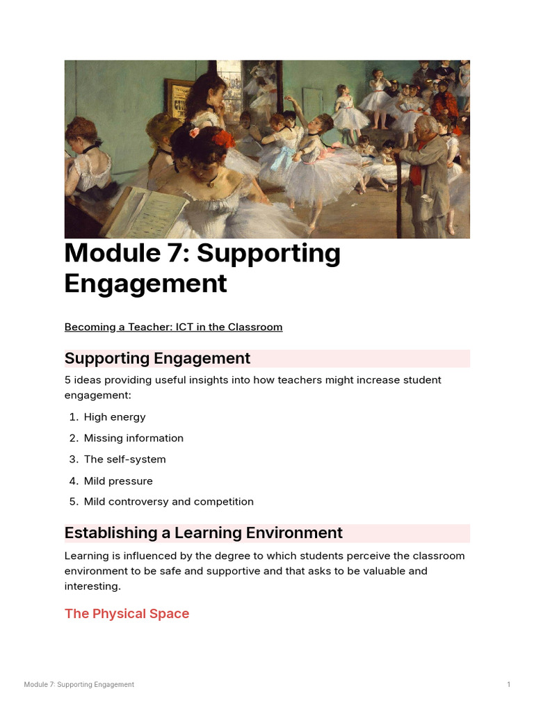 ACU Masters of Secondary Teaching - Supporting Engagement | PDF | Educational Technology | Classroom