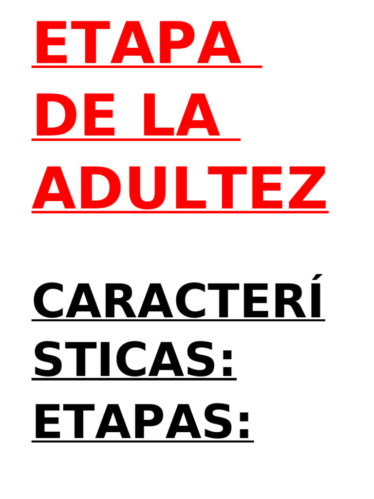 Etapa de La Adultez | PDF