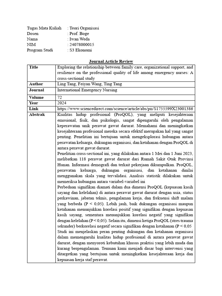 Iwan Weda - Journal Article Review | PDF