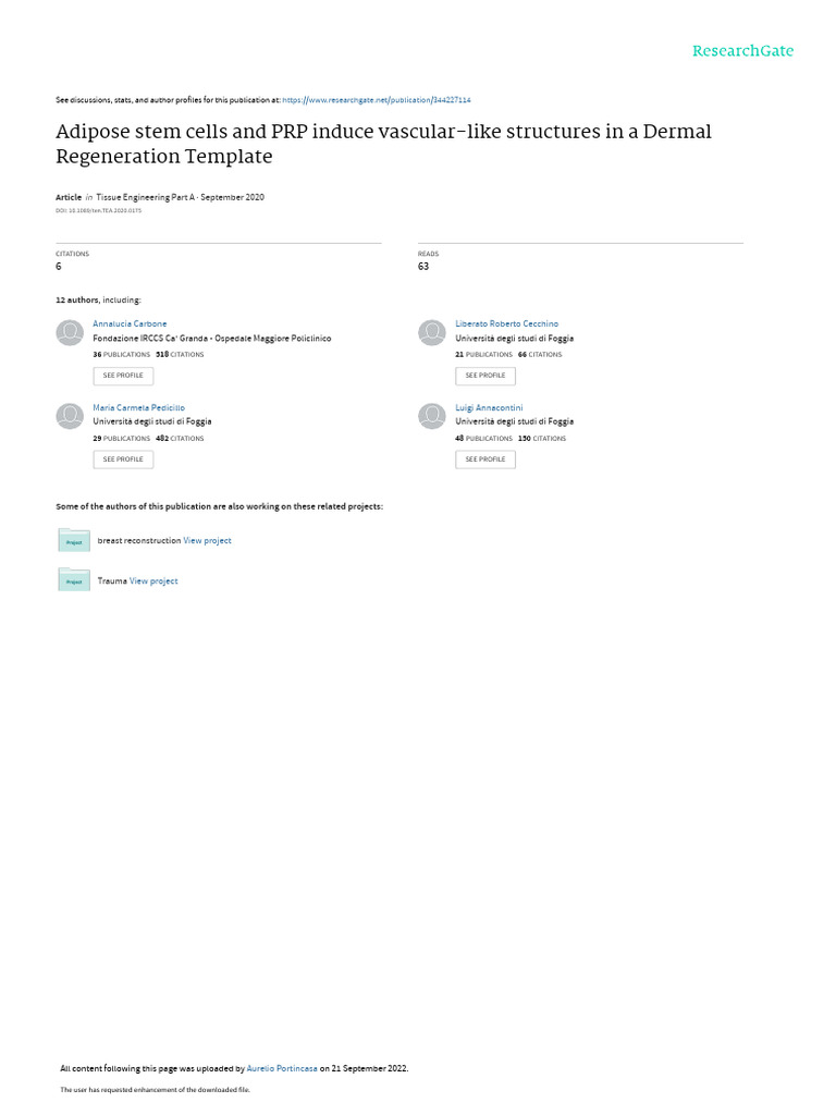 The Role of ADSCs, Dermal Regenerative Templates, and Platelet Rich ...