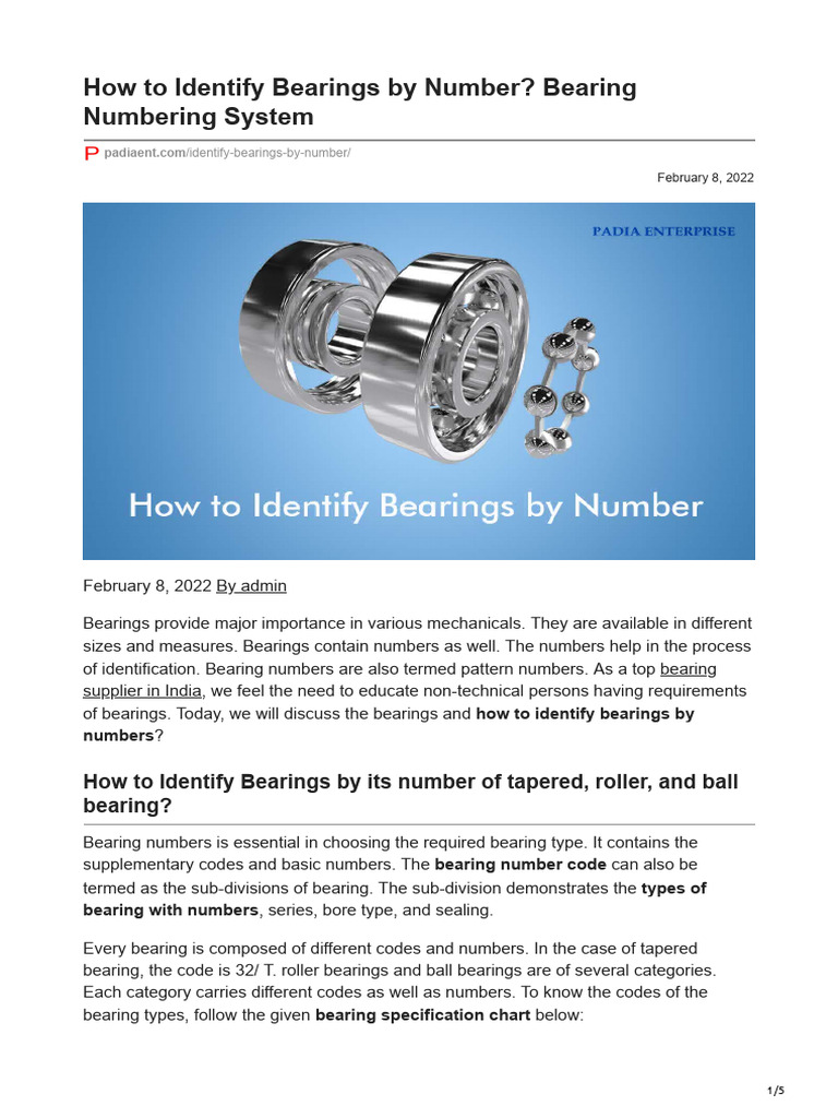 How To Identify Bearings by No. Bearing No. System | PDF | Bearing ...