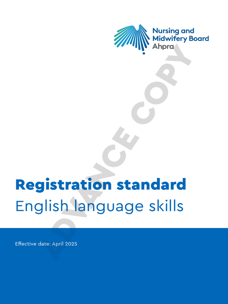 Nursing and Midwifery Board Registration Standard English Language Skills April 2025 1 | PDF ...