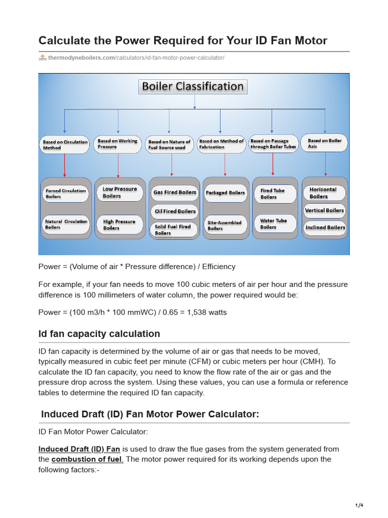 ID Fan Motor Power Calculation | PDF | Gases | Flow Measurement