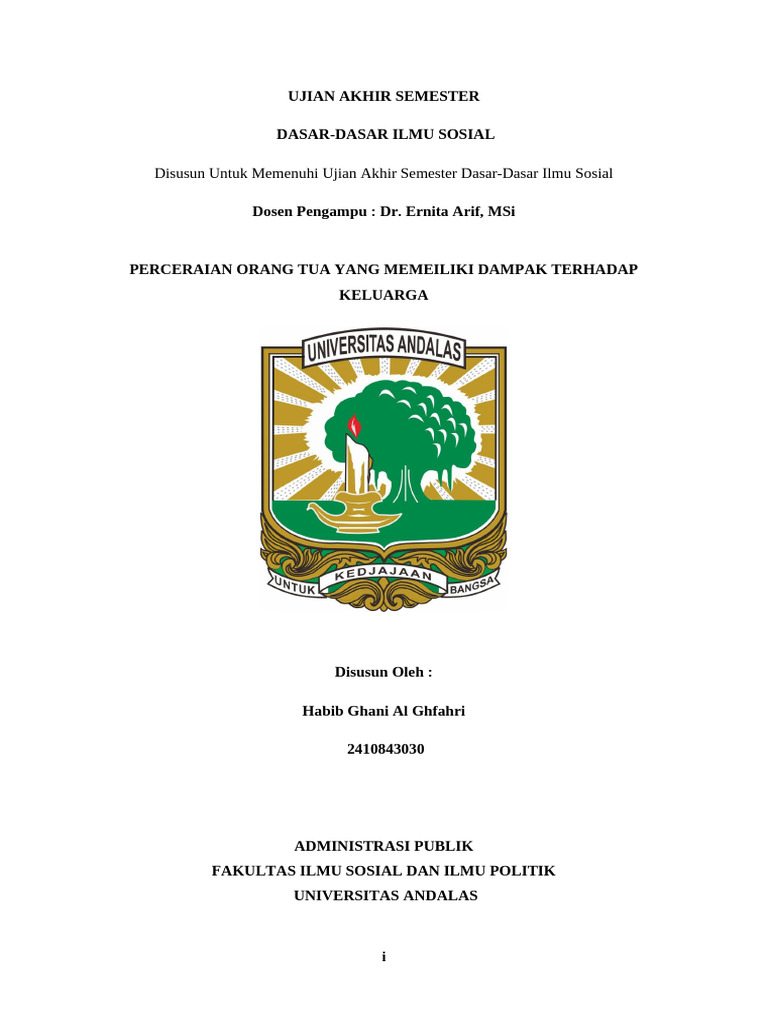 Habib Ghani AL Ghifahri - 2410843030 - PERCERAIAN ORANG TUA YANG ...
