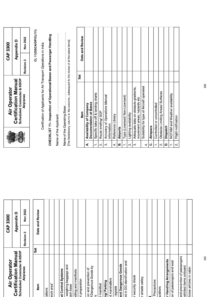 Checklist 11 of CAP 3300 | PDF