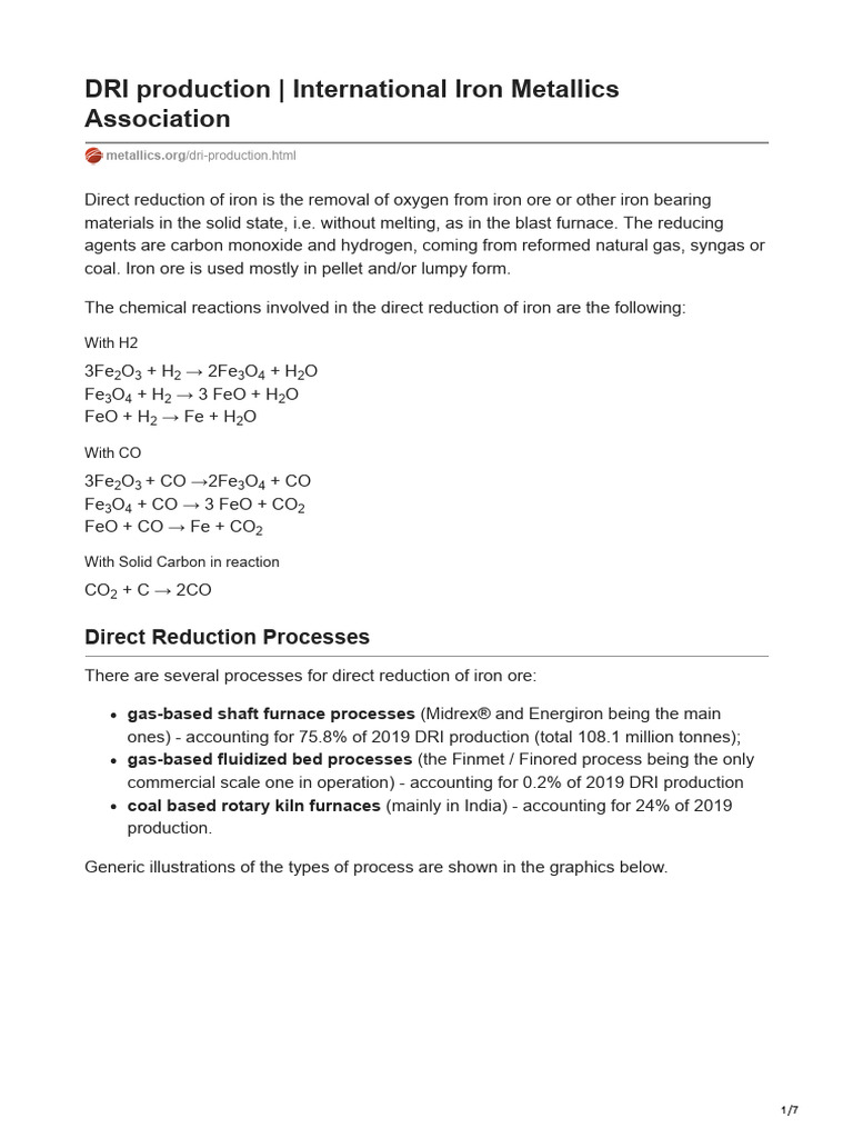 DRI Production International Iron Metallics Association | PDF | Iron ...