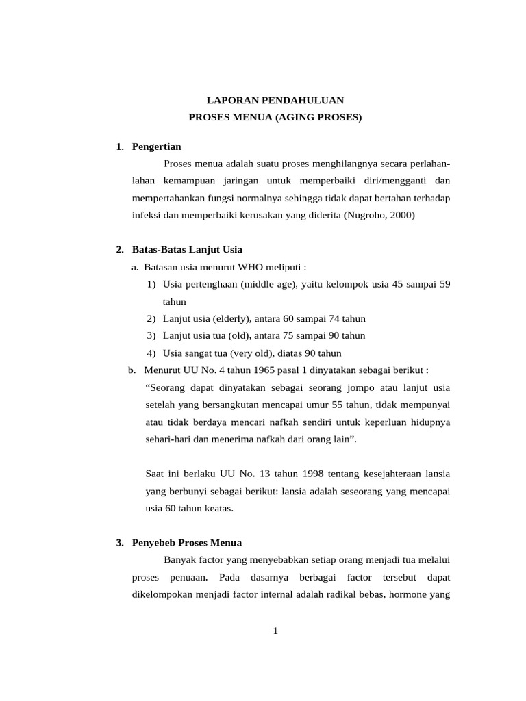 Proses Menua: Penyebab dan Gejala | PDF