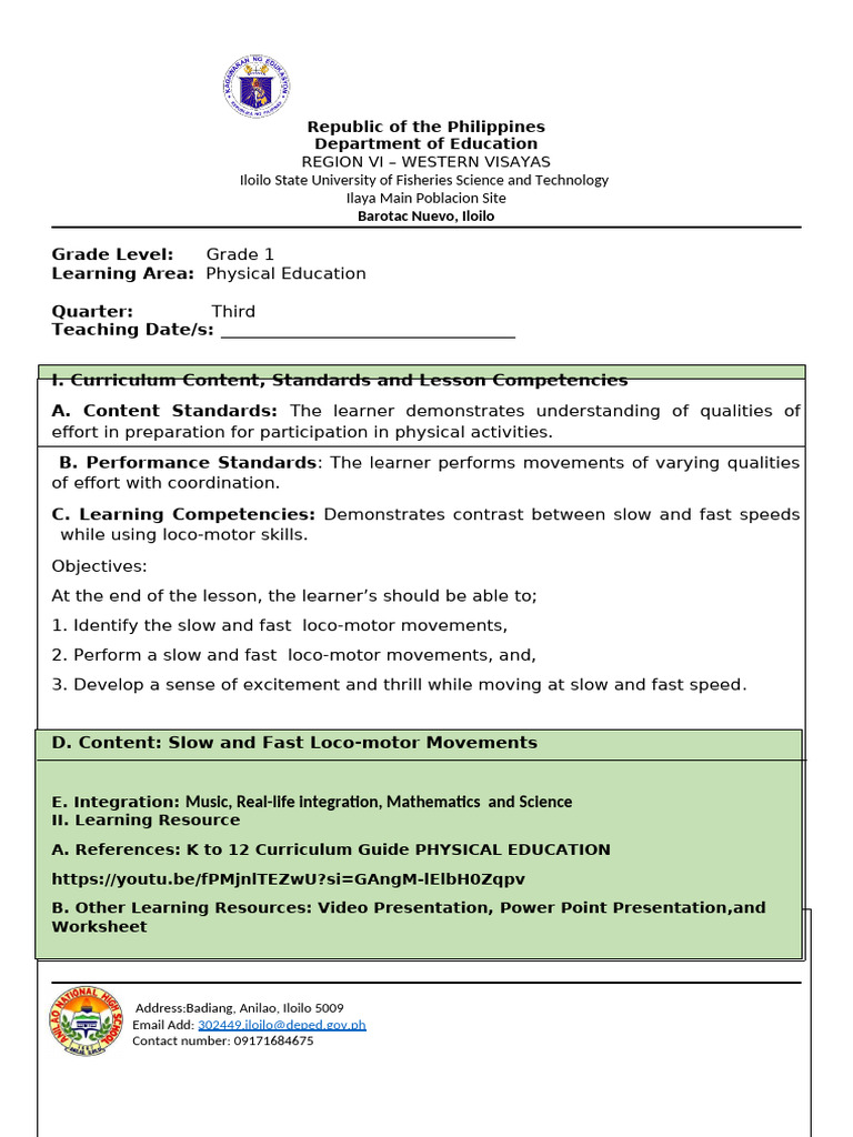Salamat LessonPlan PE&HEALTH | PDF | Learning Theory (Education) | Learning
