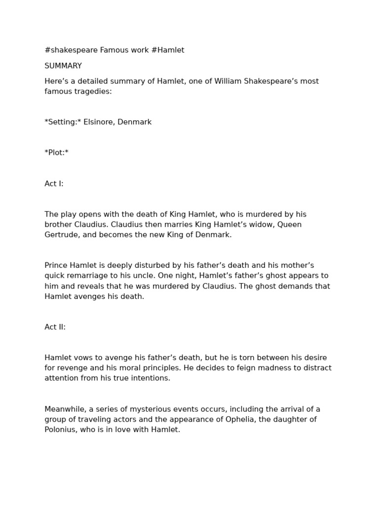 Hamlet Summary & Analysis | PDF | Hamlet | Shakespearean Tragedies