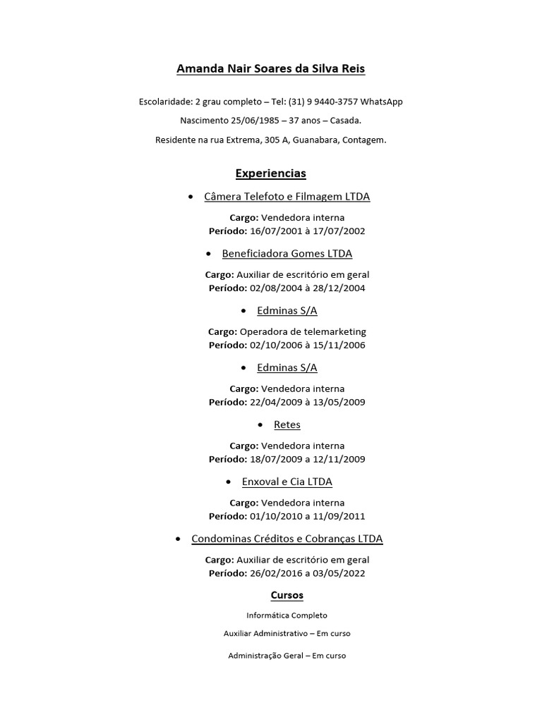 Curriculum Amanda | PDF