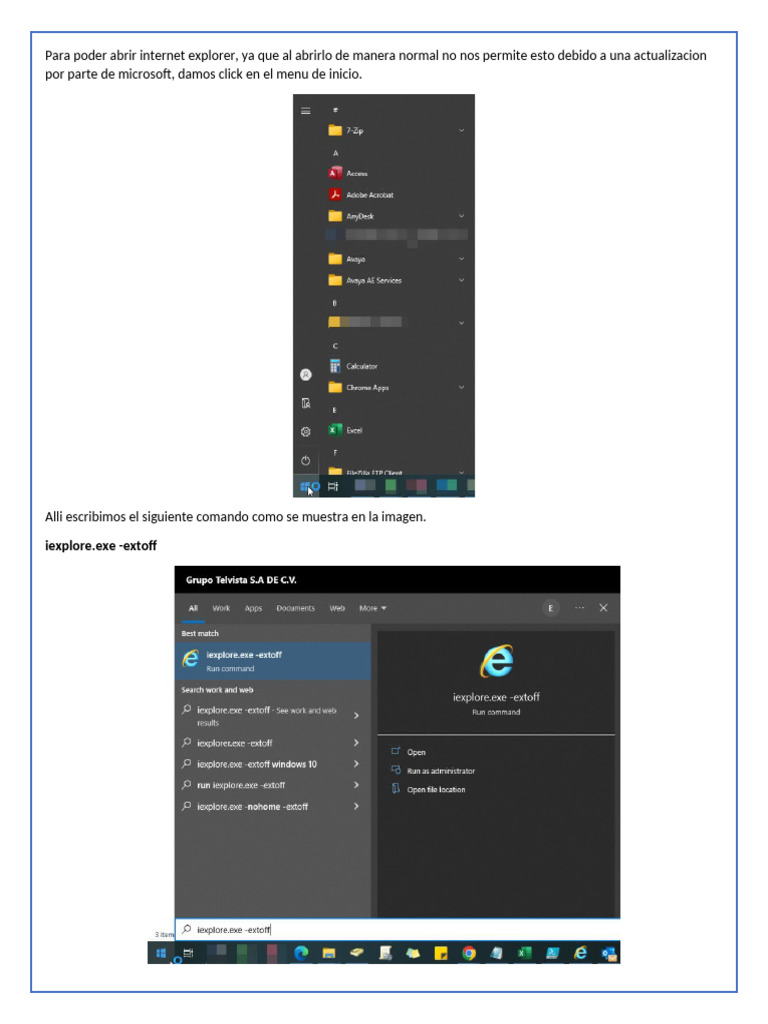 Pasos para Poder Abrir Internet Explorer | PDF