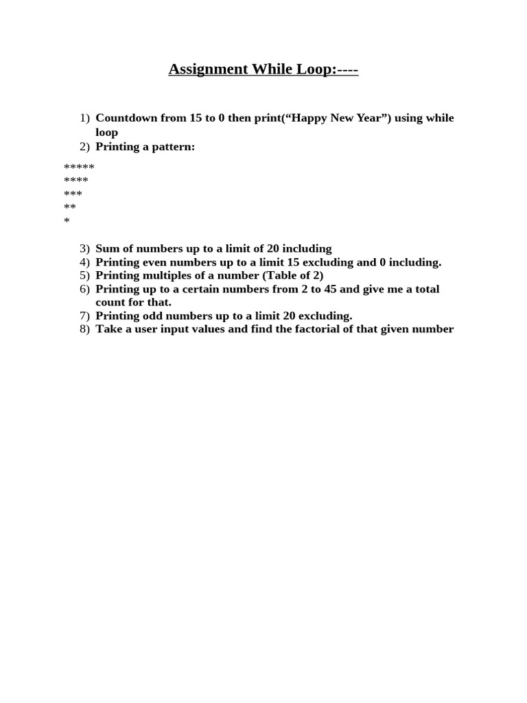 Assignment While Loop | PDF