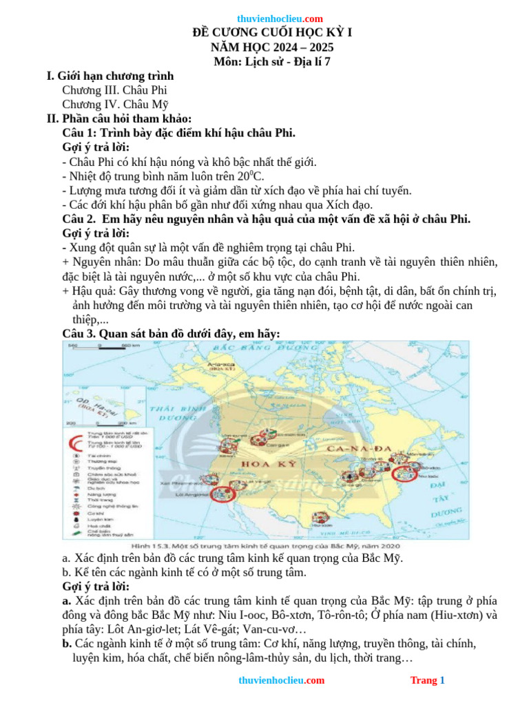 De Cuong On Tap Cuoi HK1 Lich Su Va Dia Li 7 CTST 24 25docx | PDF