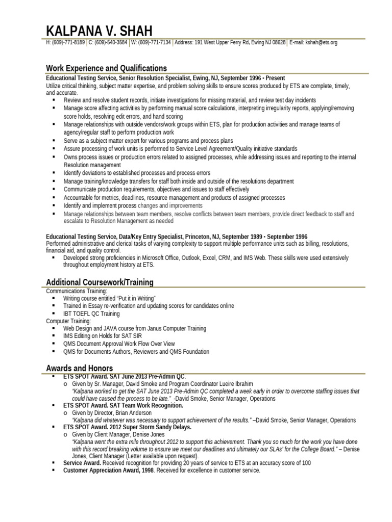 Kalpana Resume Final 2 | PDF | Computing