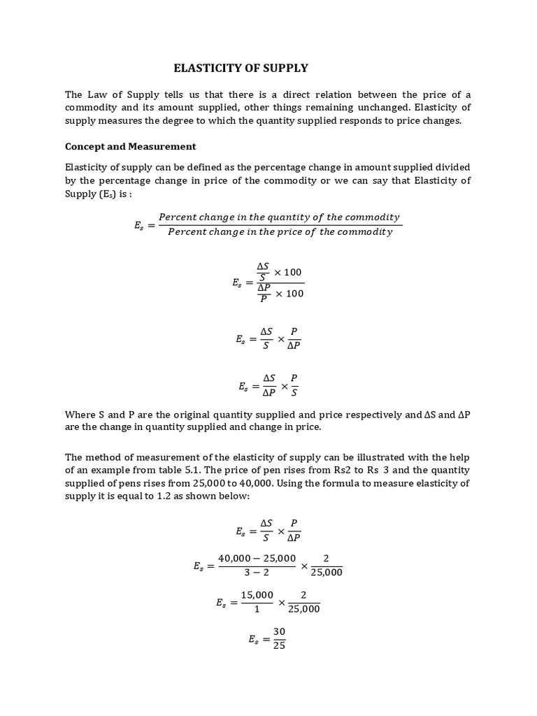 Elasticity of Supply | PDF | Elasticity (Economics) | Supply (Economics)