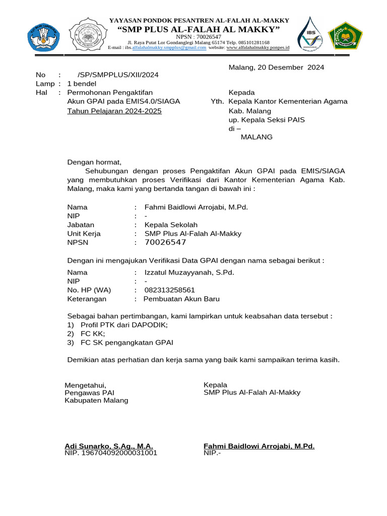SURAT-PERMOHONAN-PENGAKTIFAN-KEMBALI (1) | PDF