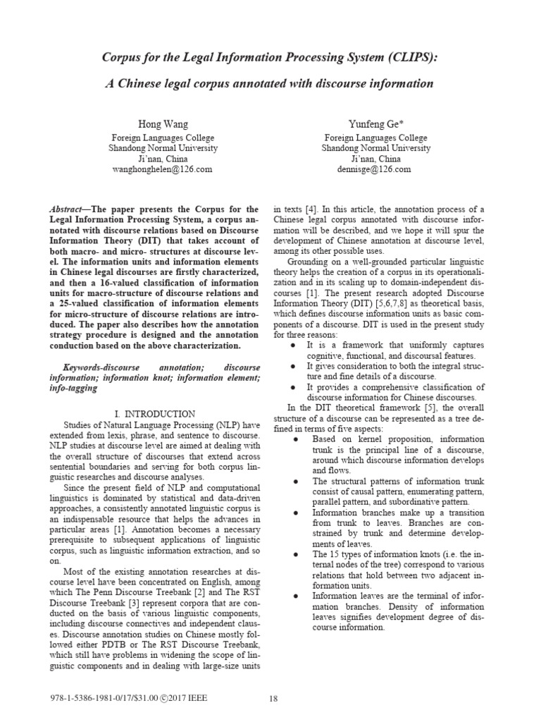 Corpus for the Legal Information Processing System (CLIPS)- A Chinese ... Corpus for the Legal Information Processing System (CLIPS)- A Chinese ...