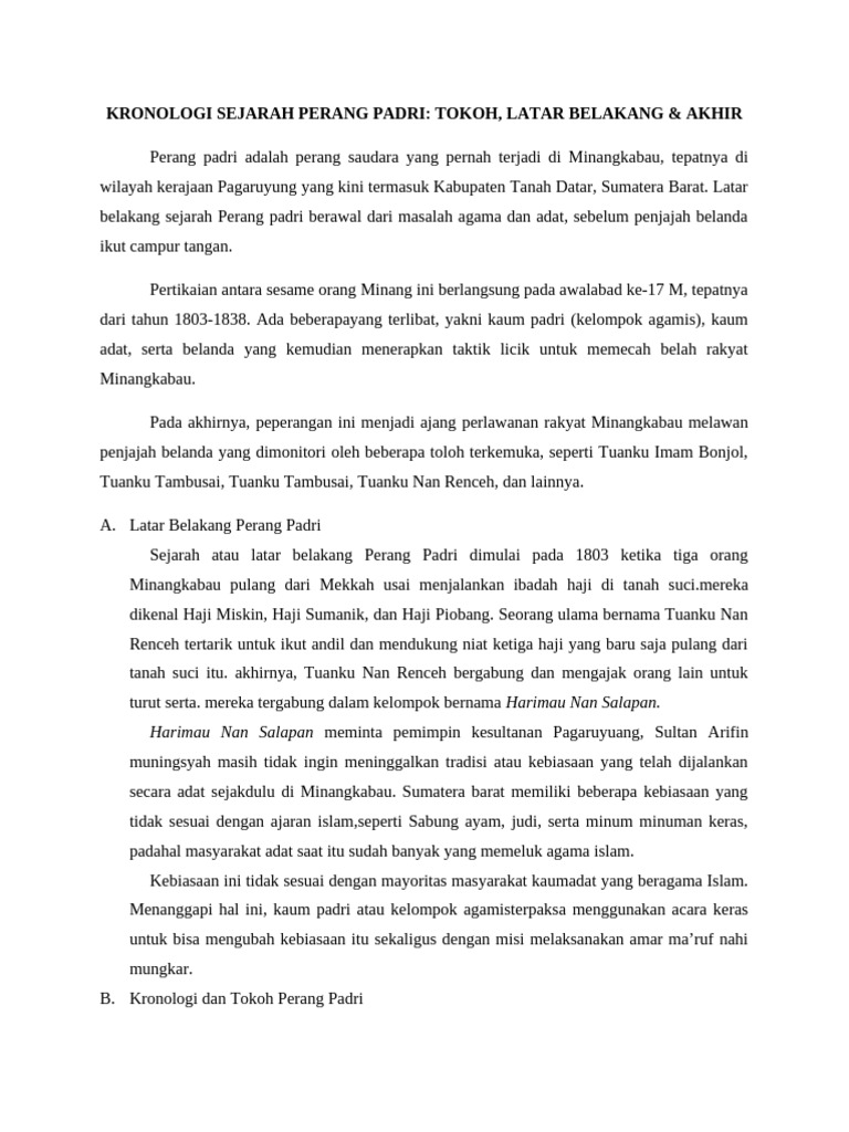 Sejarah Perang Padri | PDF