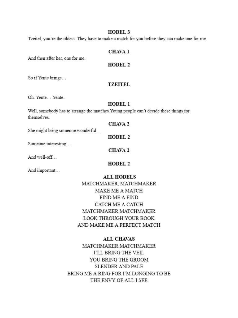 Matchmaker Lyrics | PDF