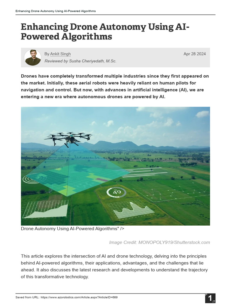 Enhancing Drone Autonomy Using AI Powered Algorithms | PDF | Unmanned Aerial Vehicle ...