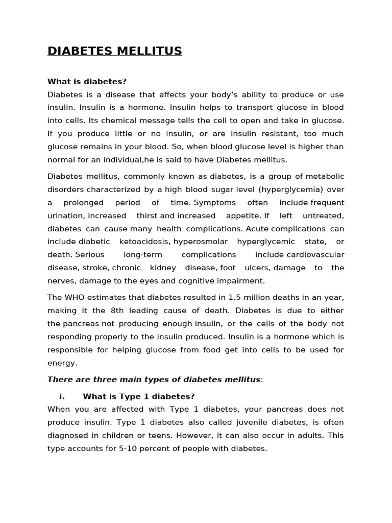 Diabetes Mellitus Notes | PDF | Diabetes | Hyperglycemia