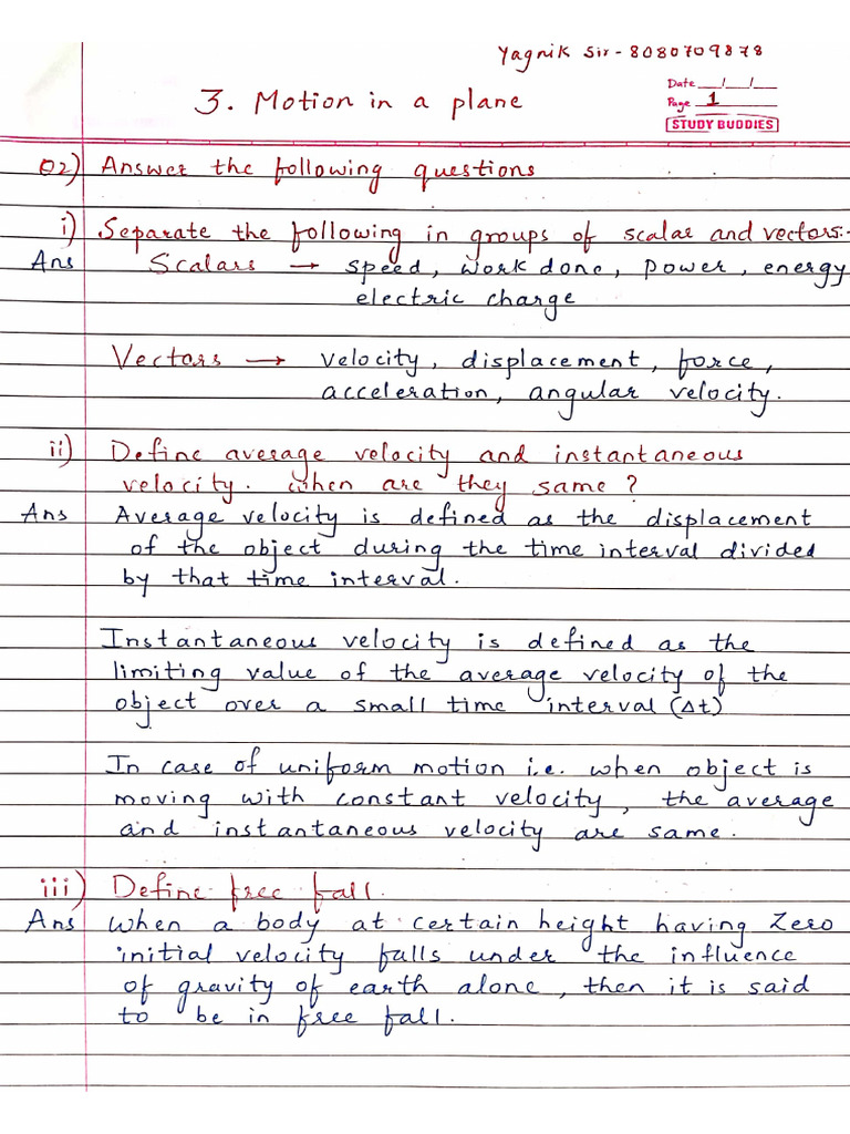 Motion in a plane | PDF
