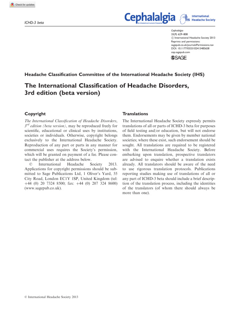Classification of Headaches | PDF | Headache | Migraine