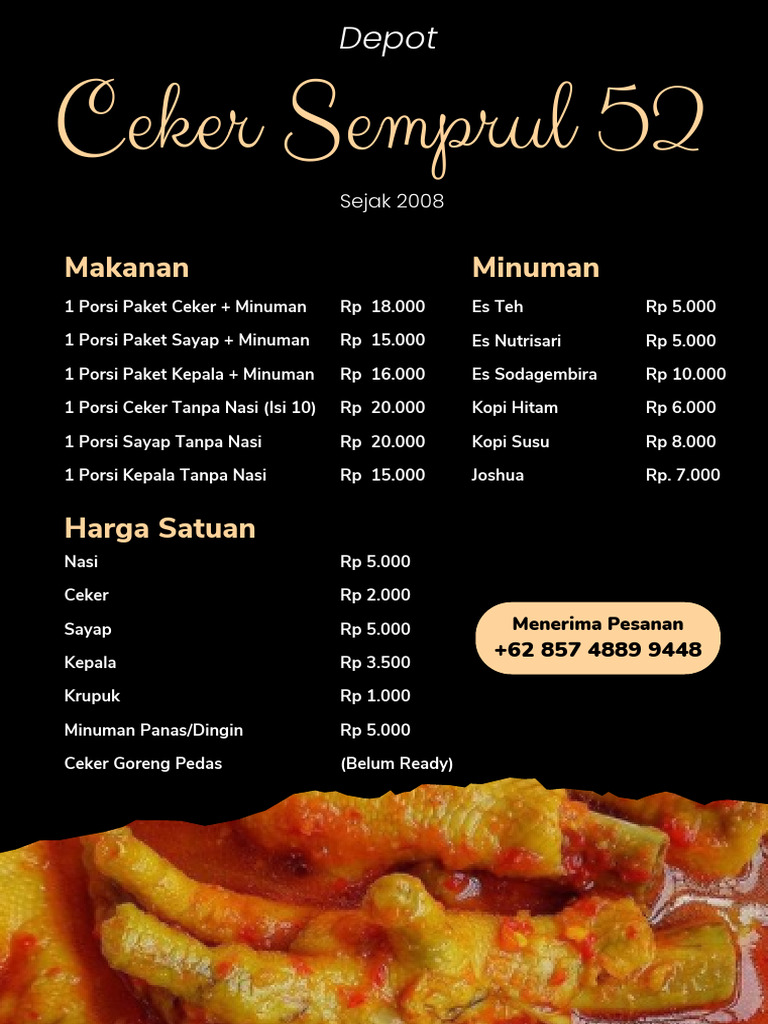 Hitam Dan Cokelat Simpel Menu Restoran | PDF