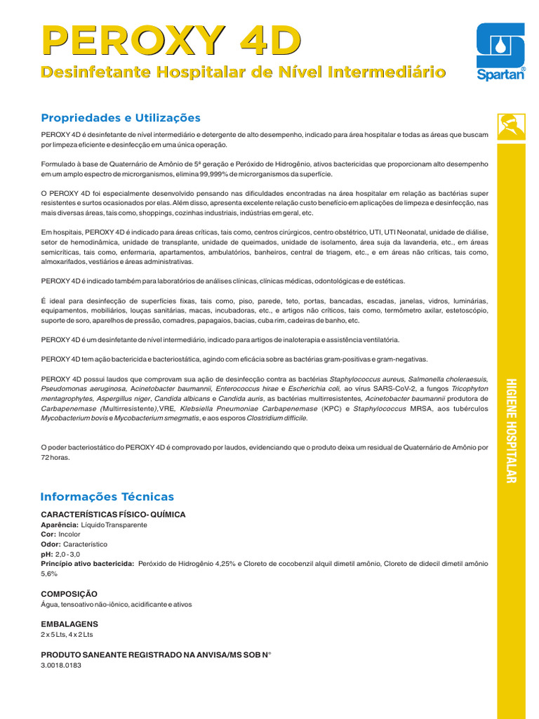 Peroxy 4D - Ficha Técnica | PDF | Desinfetante | Microbiologia