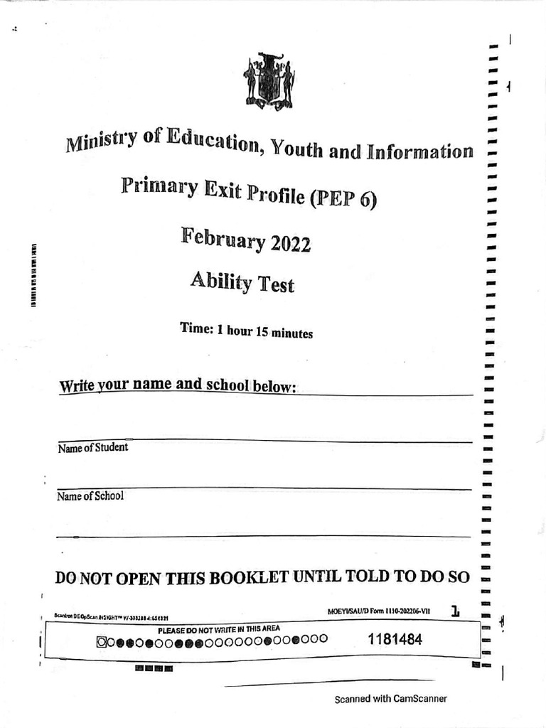 2022 Grade 6 Ability Test Past Paper - Compressed | PDF