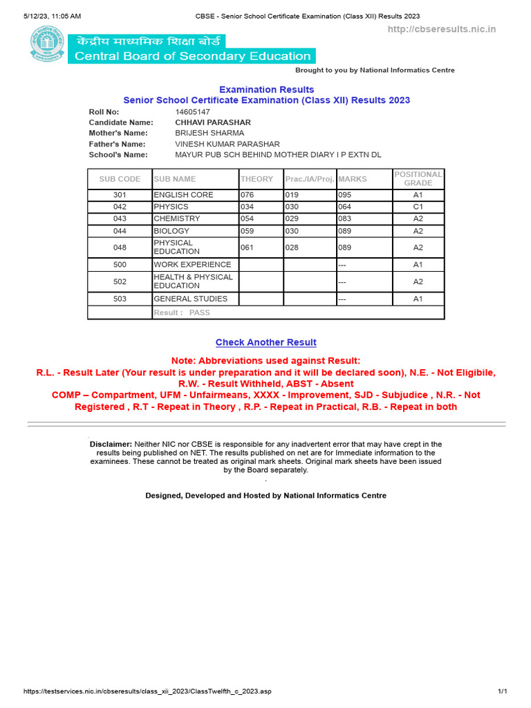 CBSE Class XII Results 2023 | PDF | Student Assessment And Evaluation